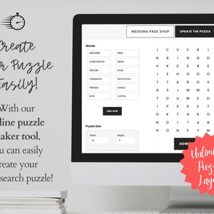 Wedding Guest Games - Word Search Puzzle, Custom Sip and Search Paper ...