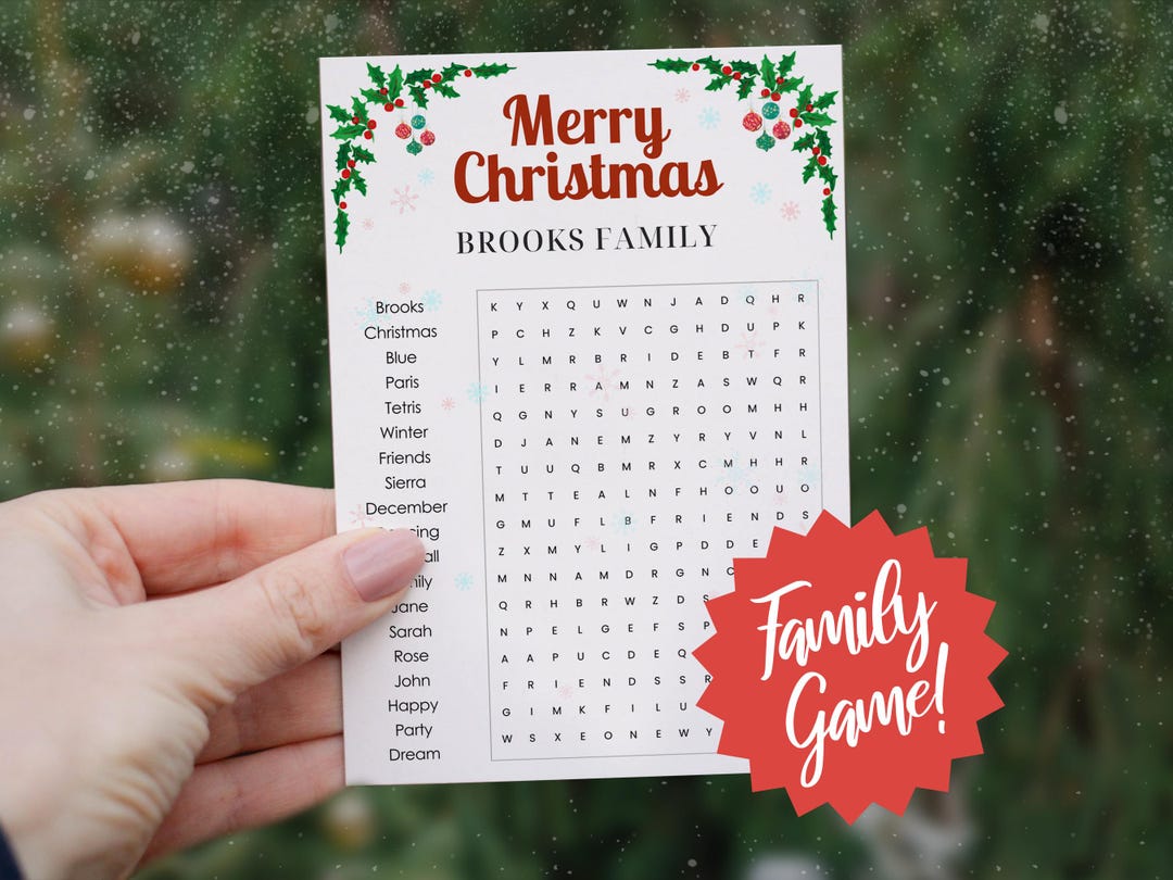 Christmas Family Word Search Game, Custom Small Find Words Puzzle ...