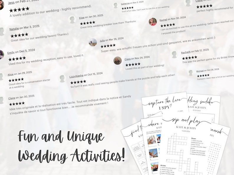 Personalized Wedding Game Bundle, Editable Guest Activity (digital ...
