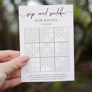Custom Wedding Sudoku Puzzle Template - Printable Game (digital ...