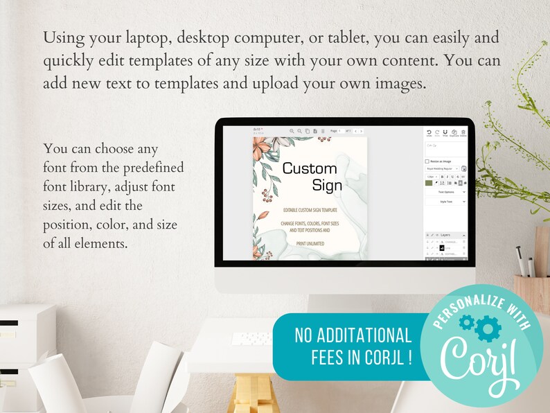 Printable Sign Template, Editable Custom Sign, Wedding Sign, Floral ...