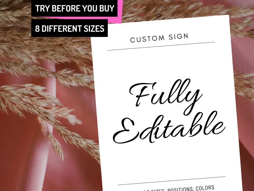 Custom Party Sign Template - Editable and Printable Minimalist Sign ...