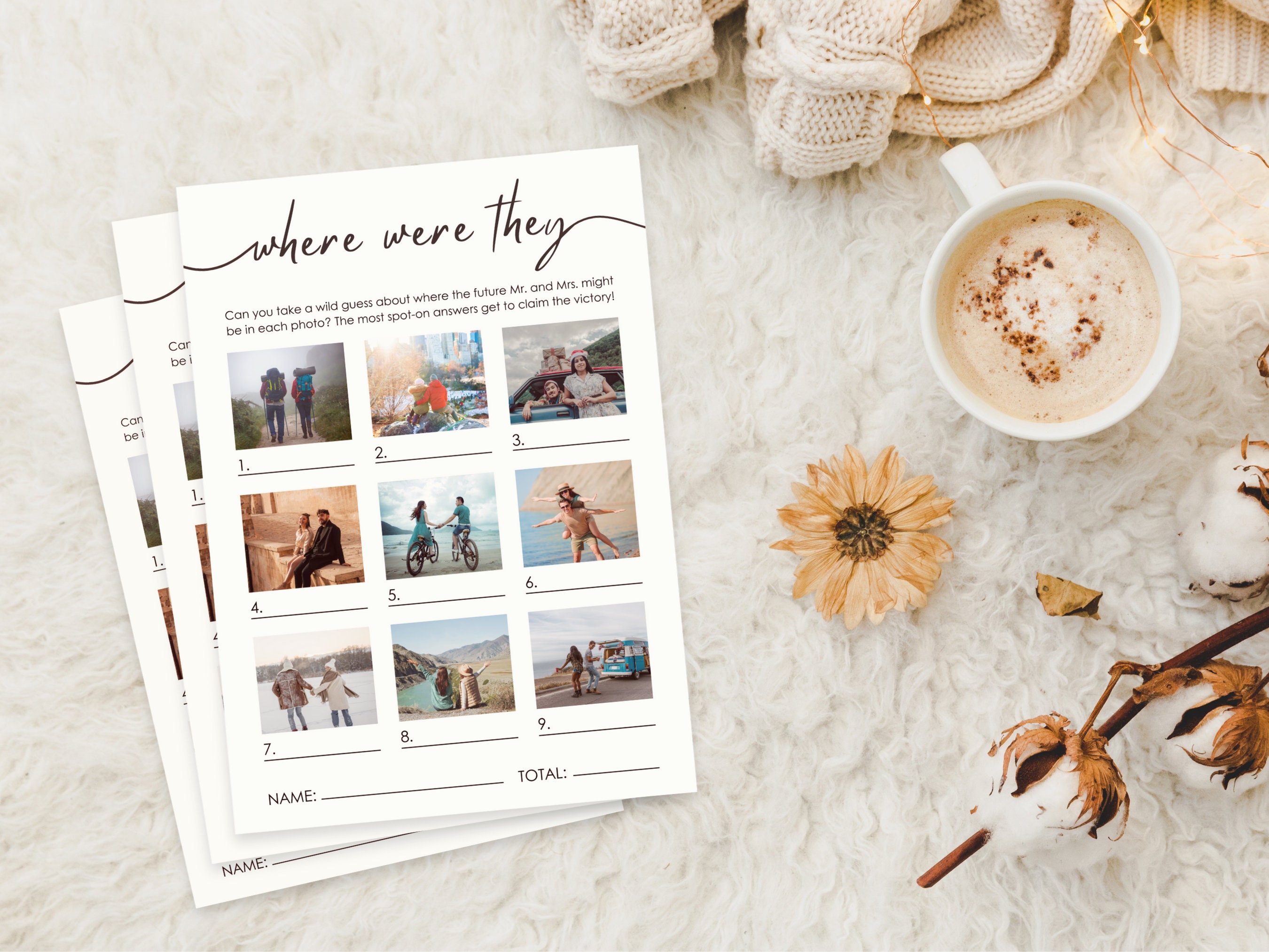 Where Were They Photo Guessing Game, Bridal Shower Game, 5x7 Inches, A5 ...