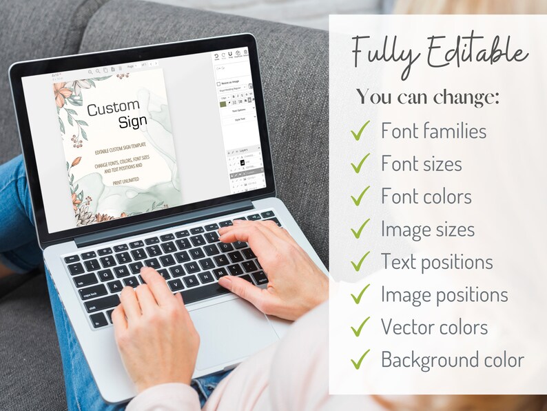 Printable Sign Template, Editable Custom Sign, Wedding Sign, Floral ...
