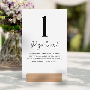 Love Story Wedding Table Numbers Sign: Editable Canva Template (digital ...