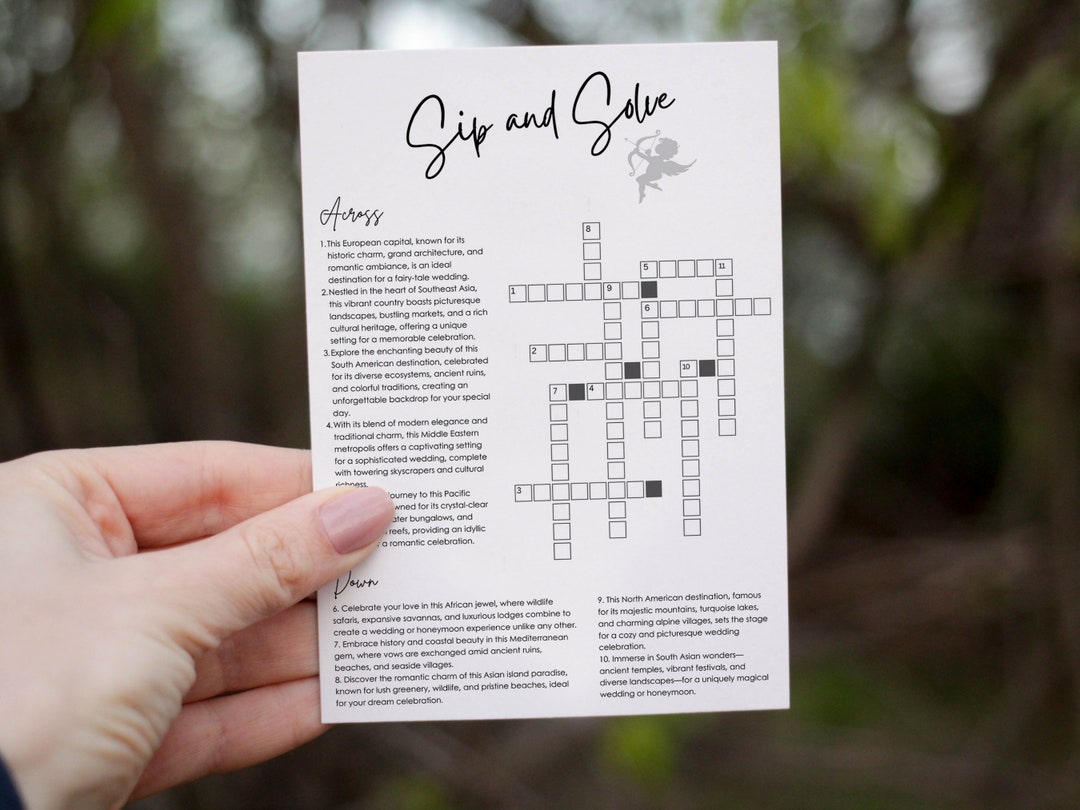 Editable Personalized Sip and Solve Puzzle, Printable Custom Crossword ...