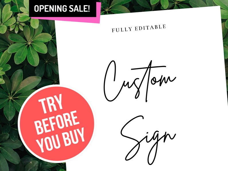 Minimalist Printable Custom Sign Template Editable Custom - Etsy Australia