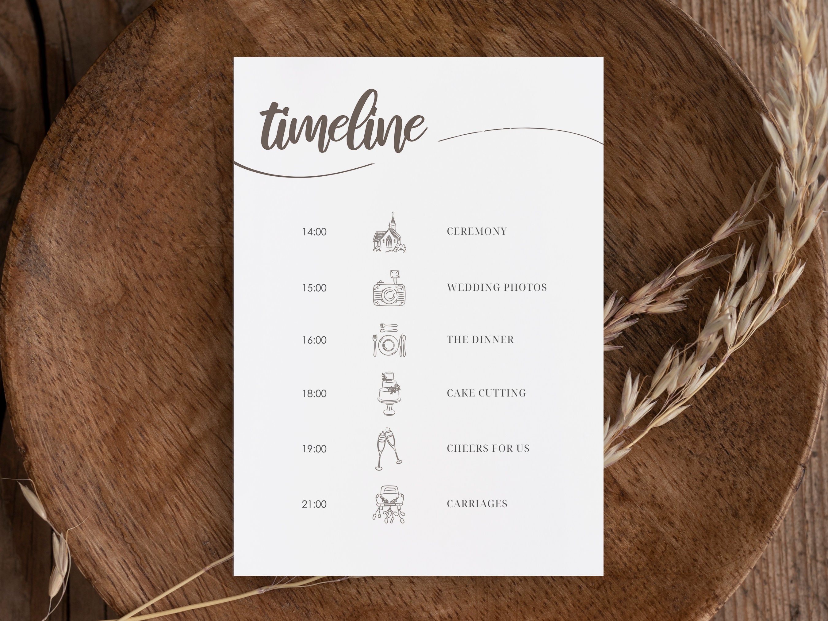 Editable Wedding Timeline Card, Printable Welcome Letter Template ...