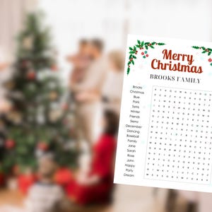 Christmas Family Word Search Game, Custom Small Find Words Puzzle ...