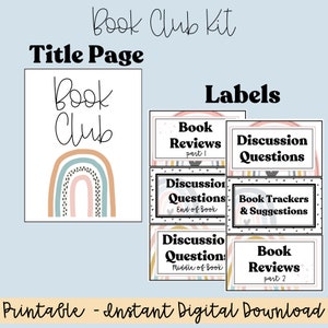 Book Club Printable Kit, Book Review, Book Discussion Questions, Book ...