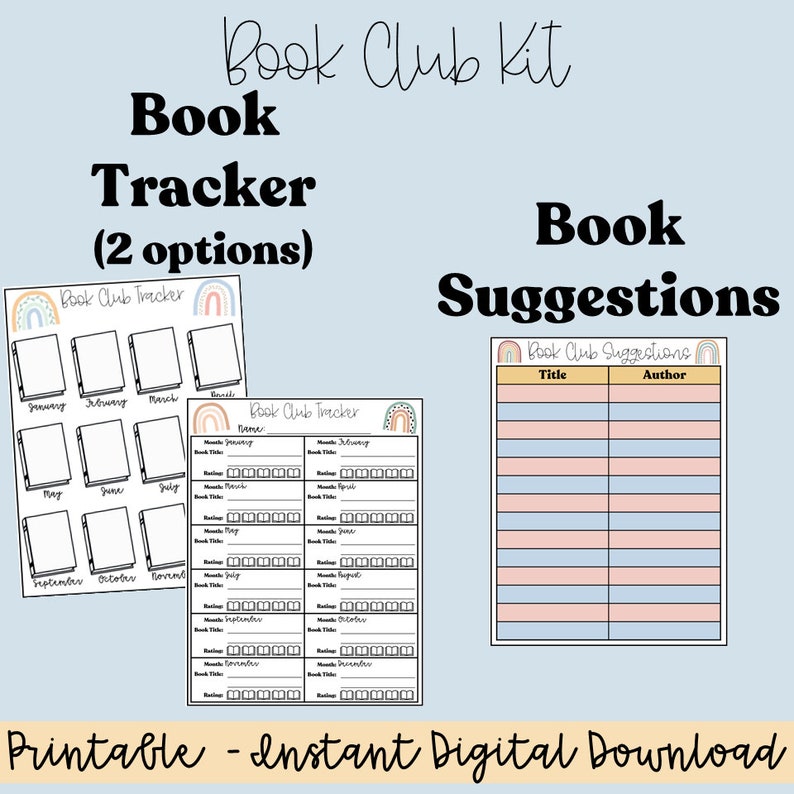 Book Club Printable Kit, Book Review, Book Discussion Questions, Book ...