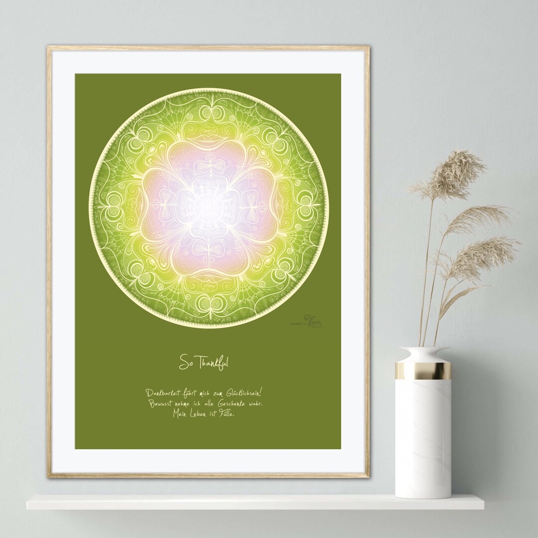 Mandala Poster so Thankful A3 Mandala Art for Meditation, Yoga & Energy ...