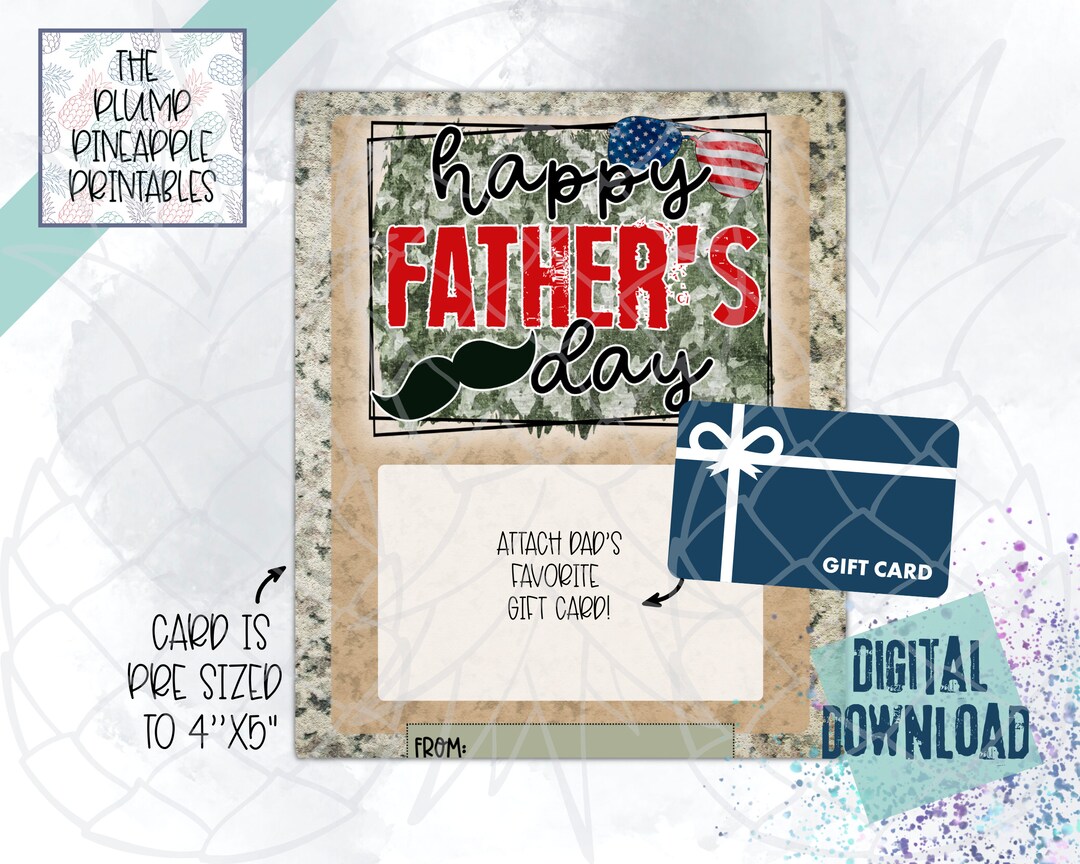 Happy Fathers Day Father's Day Printable Gift Card Holder for Dads Gift ...