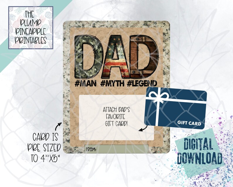 Father's Day Printable Gift Card Holder for Dads Gift From Kids for ...