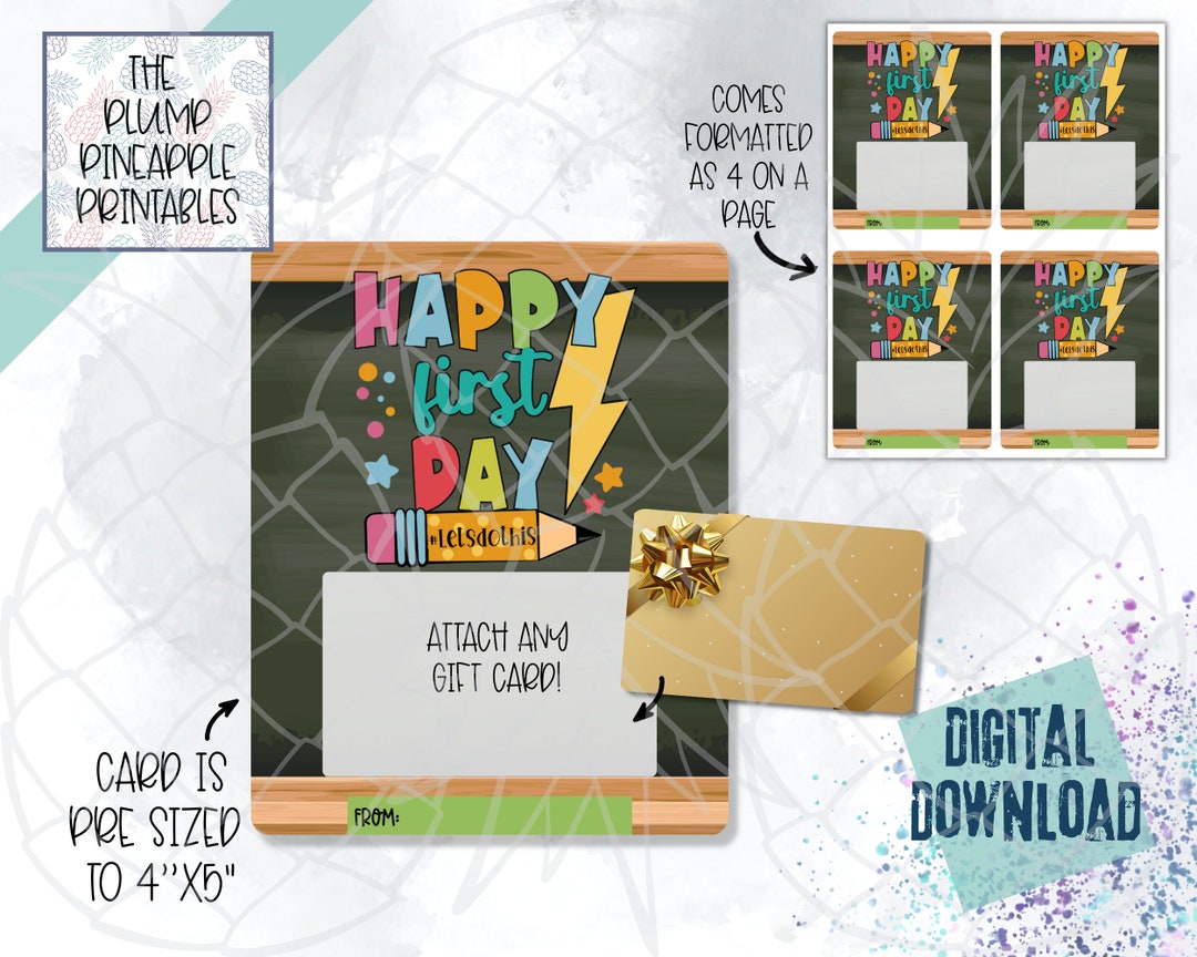 Happy First Day Back to School Gift Card Teacher Appreciation Gift Card ...