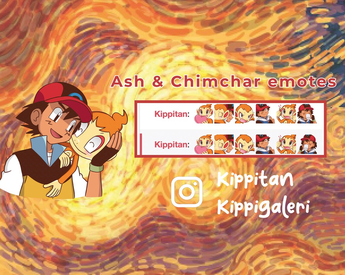 Ash and Chimchar Emotes - Etsy