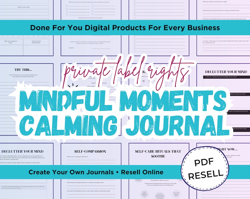 PLR Mindful Moments Planner Calming Anxiety Journal With Resellers ...