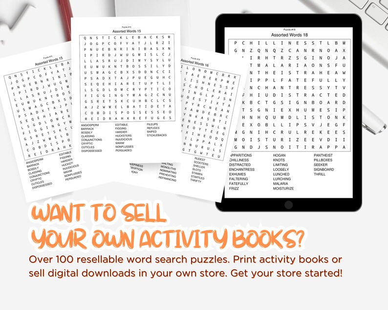 PLR Word Search Sheets Pack of 200 Puzzles Resellable Wordsearch ...