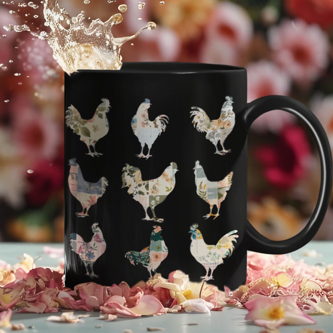 Chickens Mug Farmhouse Mug Floral Backyard Chicken Mug Cottage Core ...