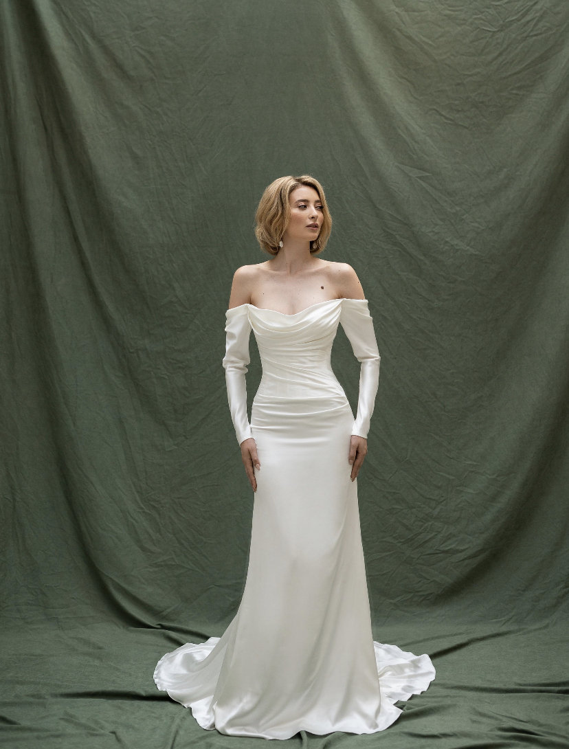 Custom Made Silk Satin Wedding Gown With Structured Corset and Ruching - Etsy