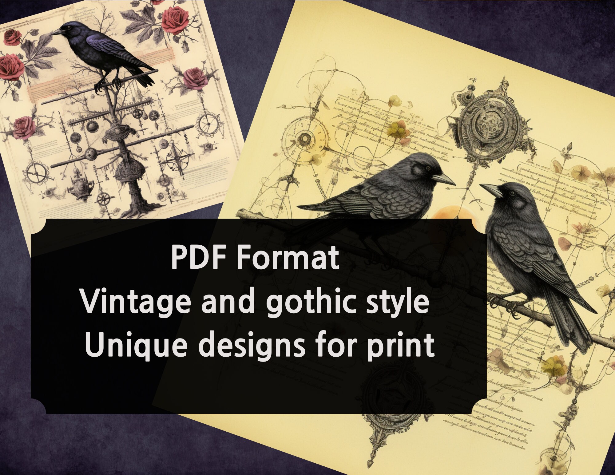 Gothic Birds Printables - Etsy