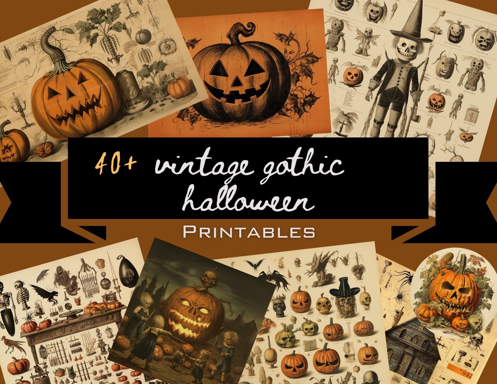 Vintage Gothic Halloween Printables - Etsy