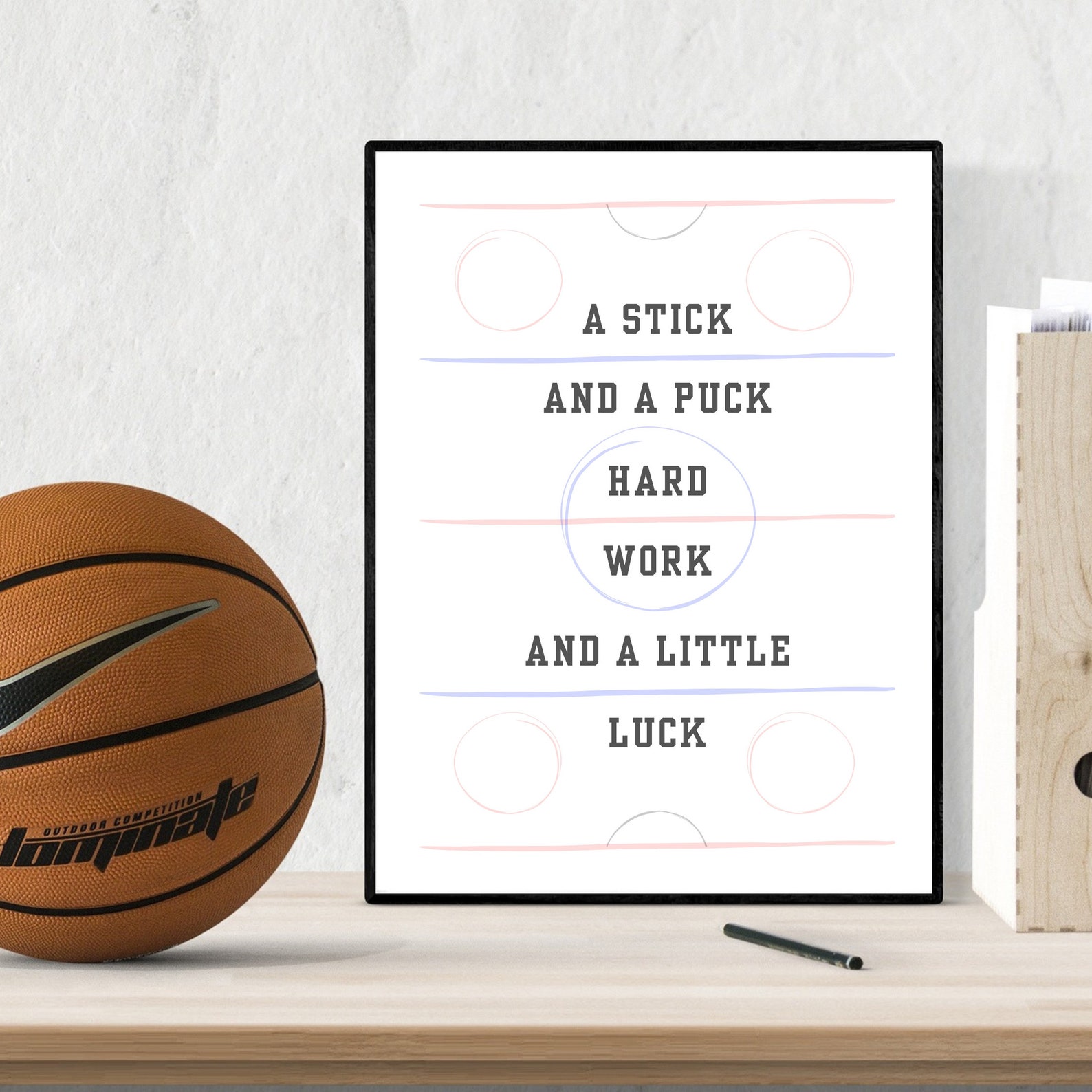 A Stick and a Puck Hard Work and a Little Luck Digital Art Print. Kids ...