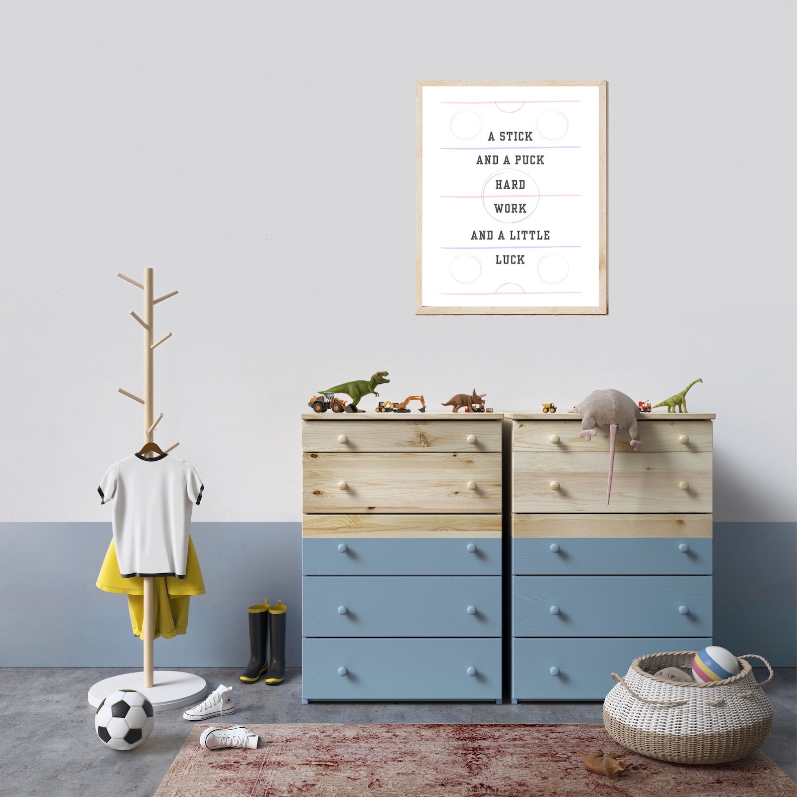 A Stick and a Puck Hard Work and a Little Luck Digital Art Print. Kids ...