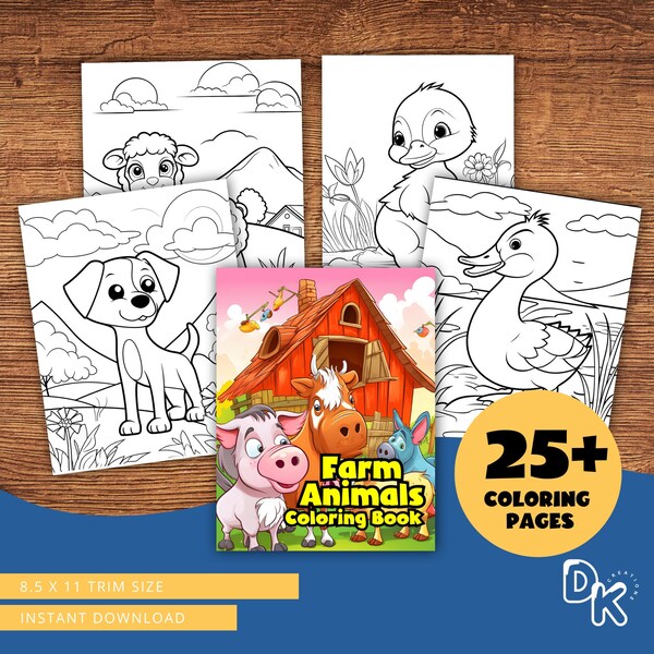 Baby Farm Animal Coloring Pages - Etsy