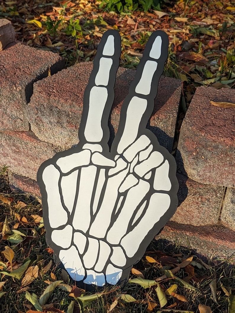 Skeleton Hand Peace Sign Wall Art Wood Sign - Etsy