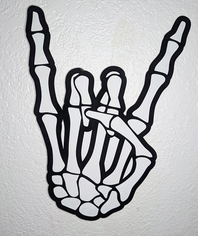 Skeleton Hand Rock on Wall Art Wood Sign - Etsy