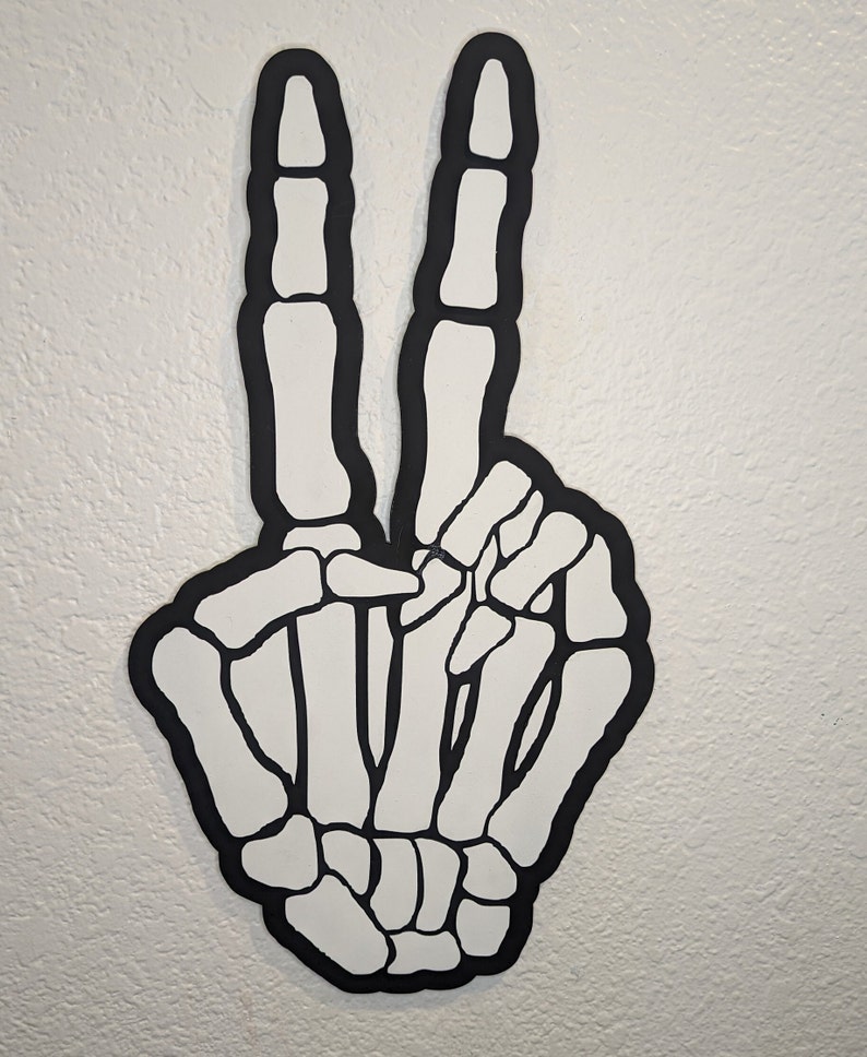 Skeleton Hand Peace Sign Wall Art Wood Sign - Etsy
