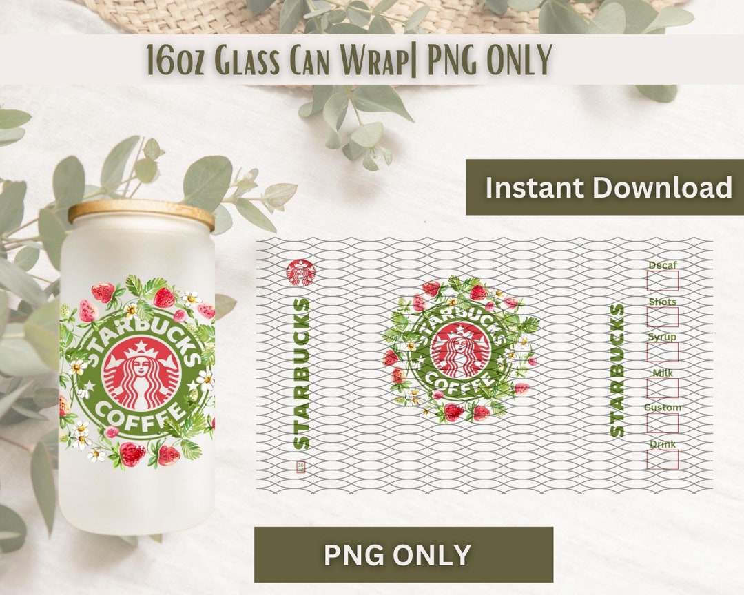 Border Starbucks 16oz Glass Can Png File Digital - Etsy