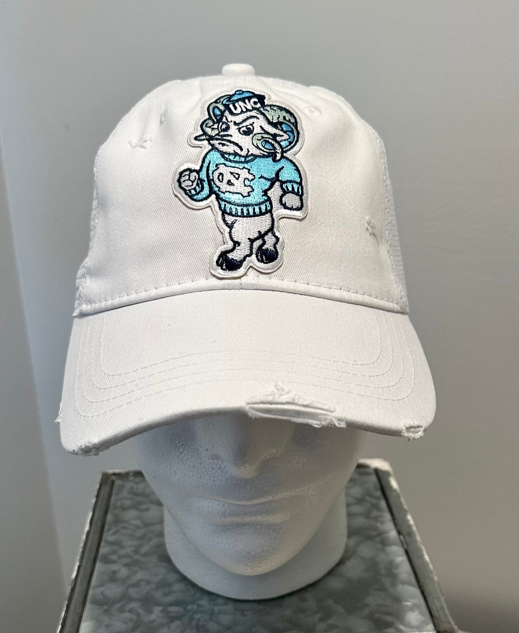 UNC Tarheels Throwback Mascot Logo Distressed White Relaxed - Etsy