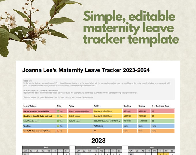 Maternity Leave Planner Printable Fillable Work Maternity Leave Plan ...