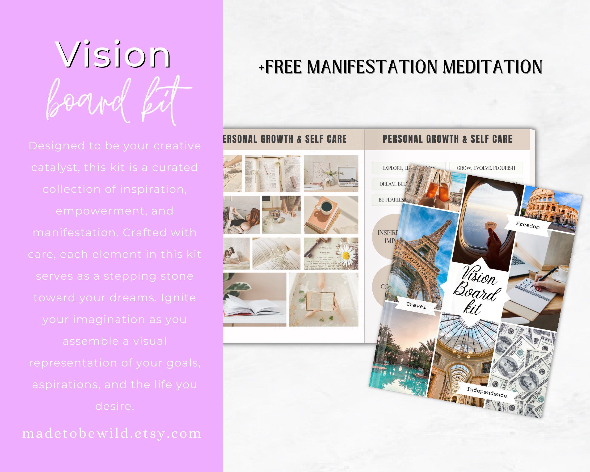 Vision Board Kit Template, Manifestation Meditation (digital Download ...