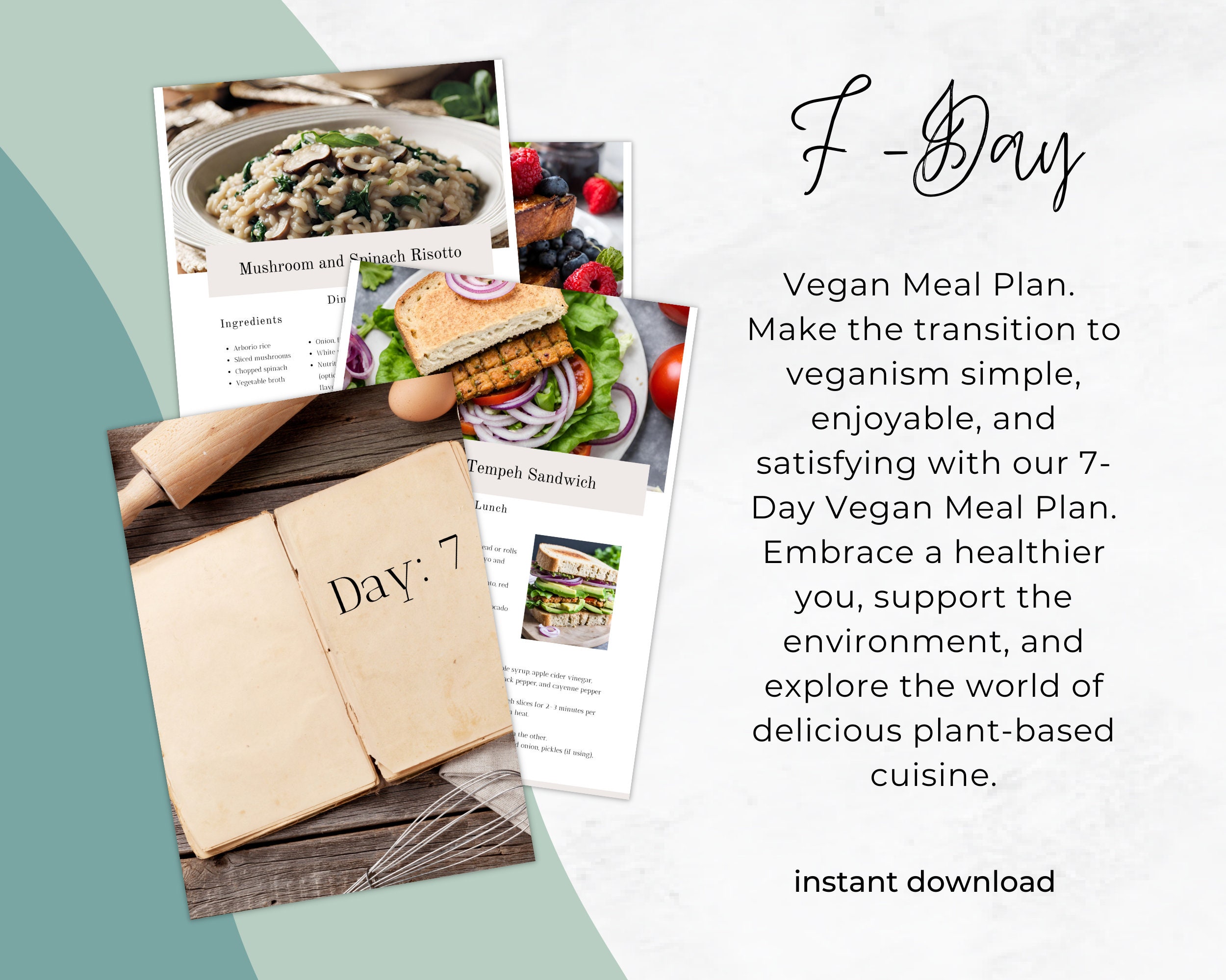 7-day Vegan Meal Plan, Plant-based, Healthy Eating, Diet, Recipes, Food ...