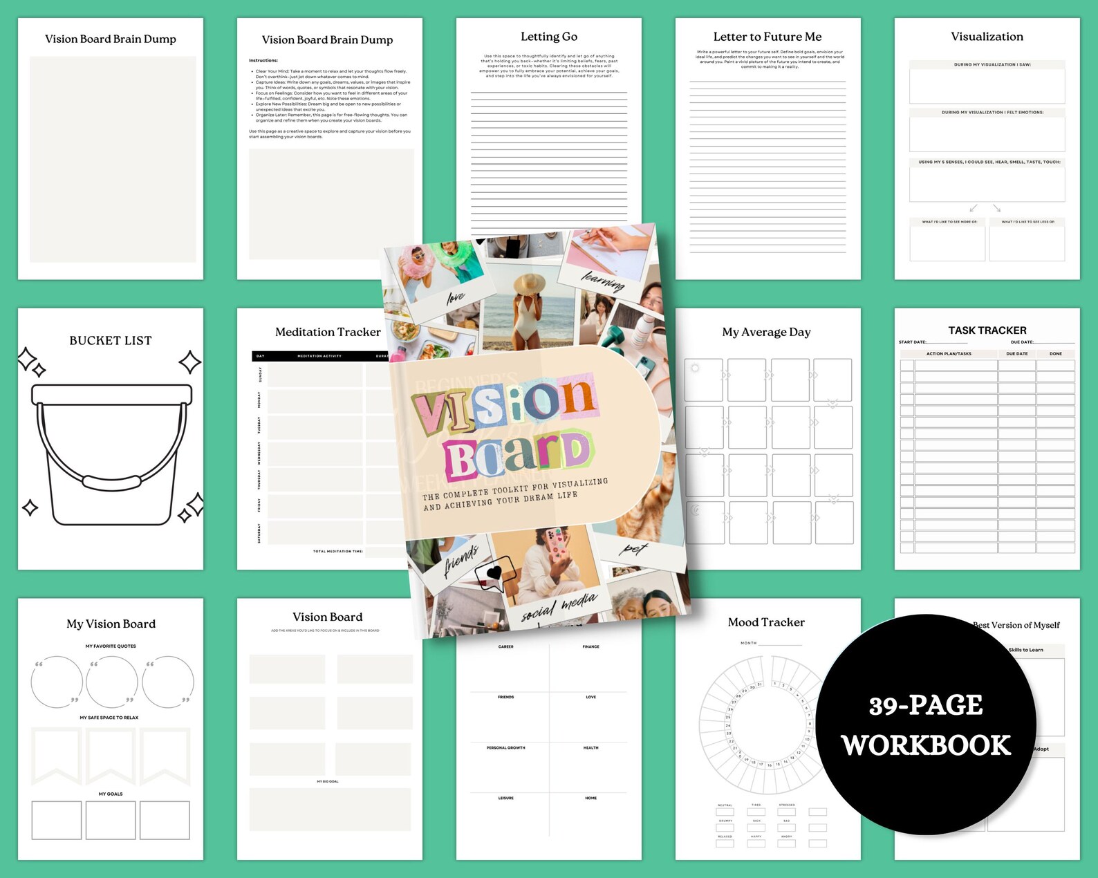Vision Board Workbook: Goal Setting Guide, Manifestation Planner ...