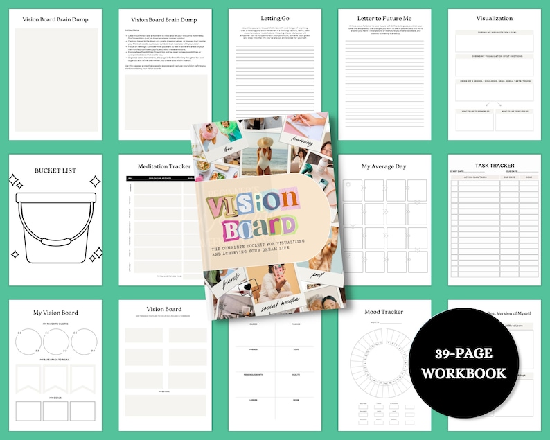 Vision Board Workbook: Goal Setting, Manifestation Guide (PDF) - Etsy