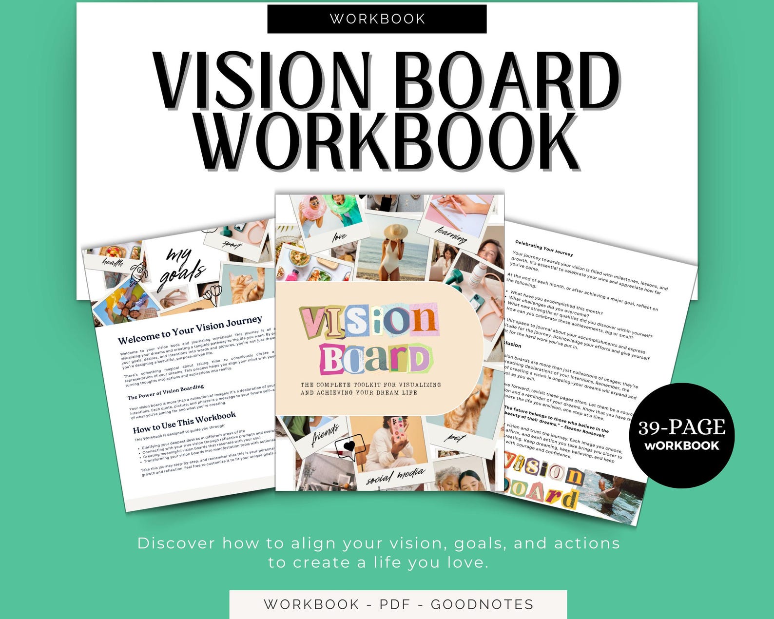 Vision Board Workbook: Goal Setting Guide, Manifestation Planner ...