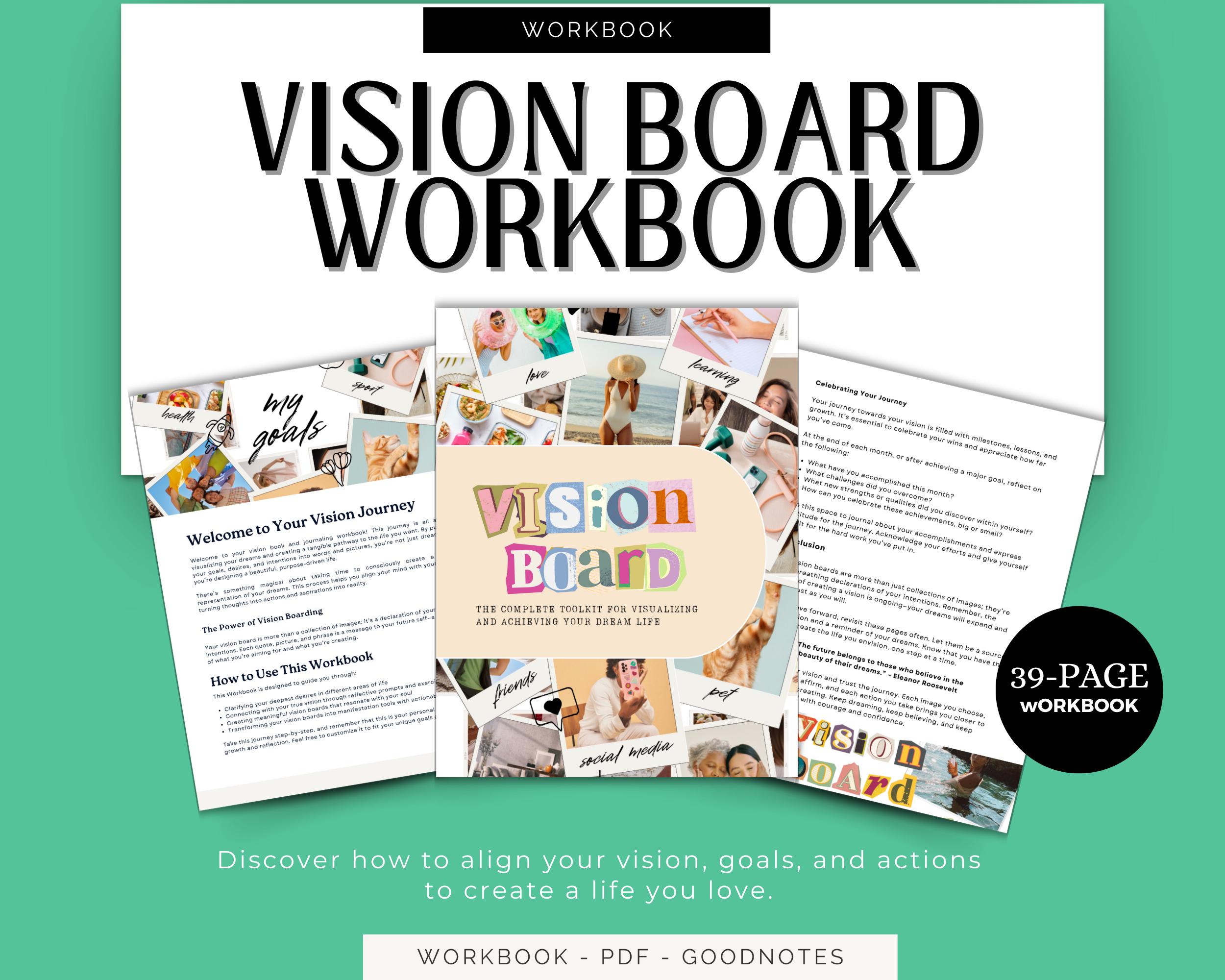 Vision Board Workbook: Goal Setting, Manifestation Guide (PDF) - Etsy