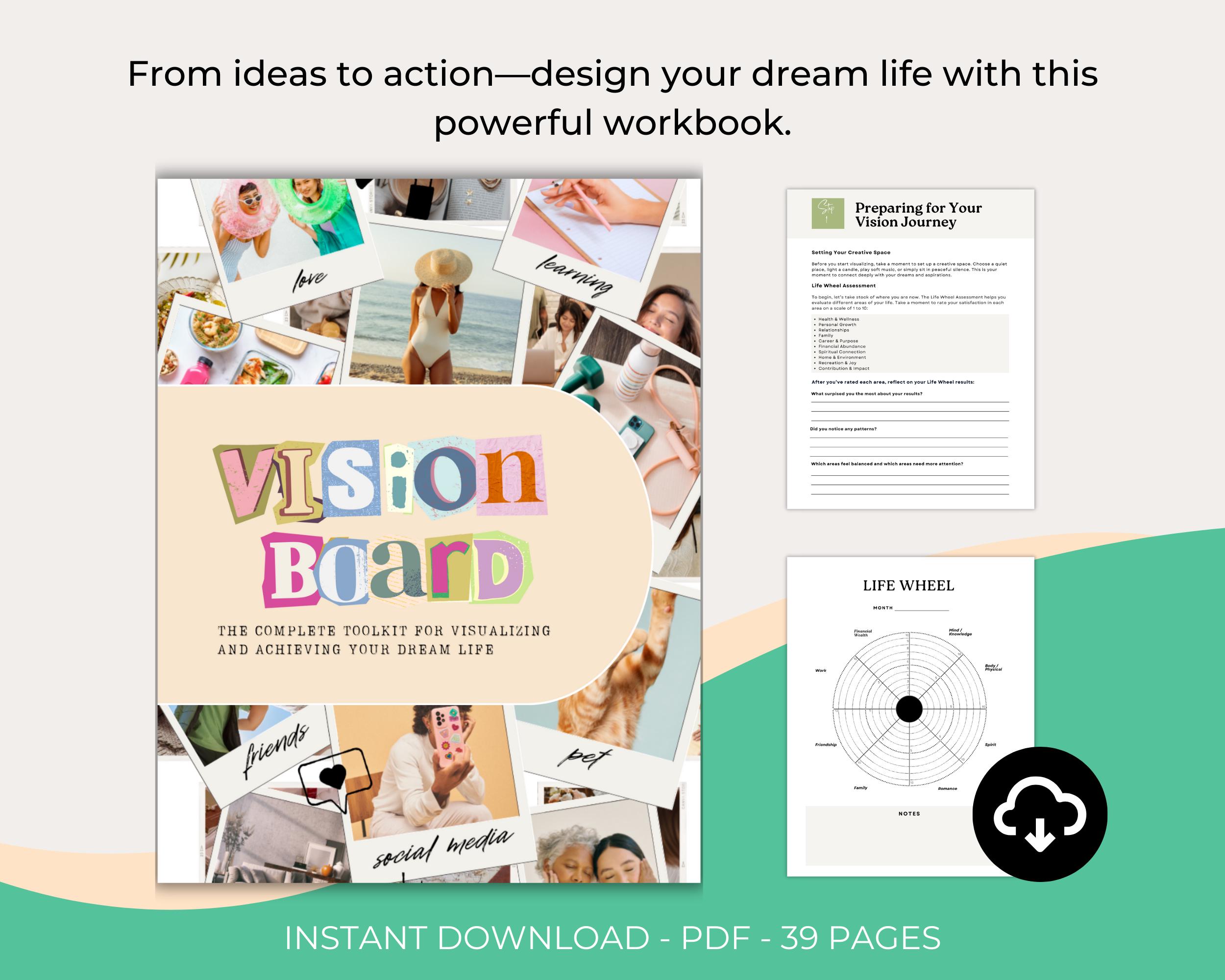 Vision Board Workbook: Goal Setting Guide, Manifestation Planner ...