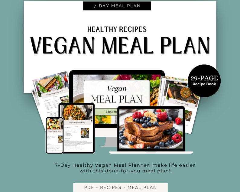 7-day Vegan Meal Plan, Plant-based, Healthy Eating, Diet, Recipes, Food ...