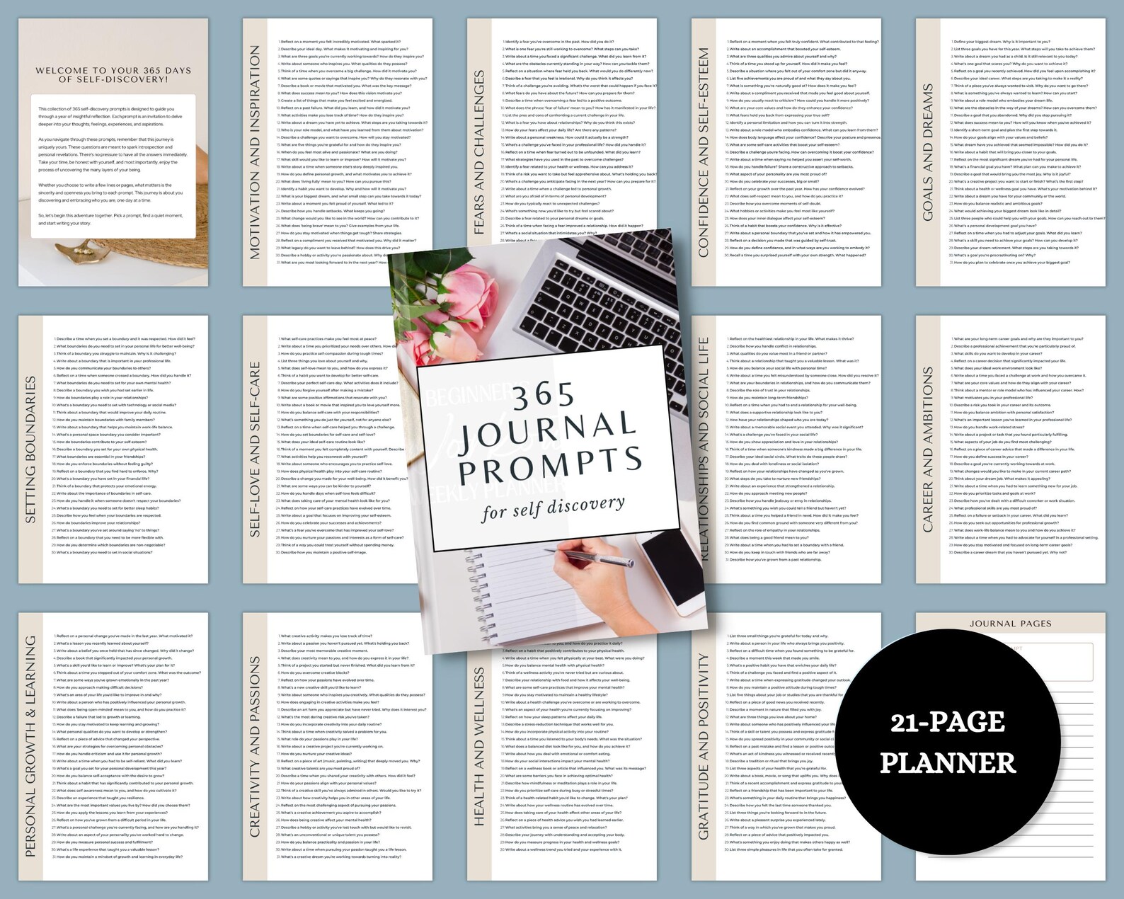365 Journal Prompts for Self-discovery: Mindfulness & Growth (PDF) - Etsy