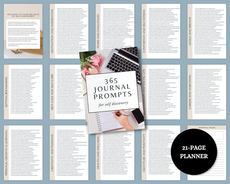 365 Journal Prompts for Self-discovery: Mindfulness & Growth (PDF) - Etsy