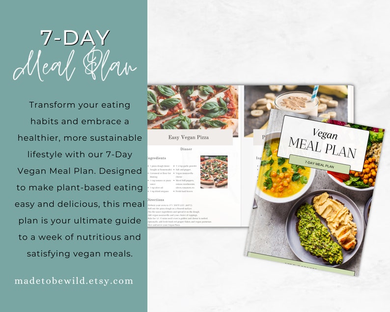 7-day Vegan Meal Plan, Plant-based, Healthy Eating, Diet, Recipes, Food ...