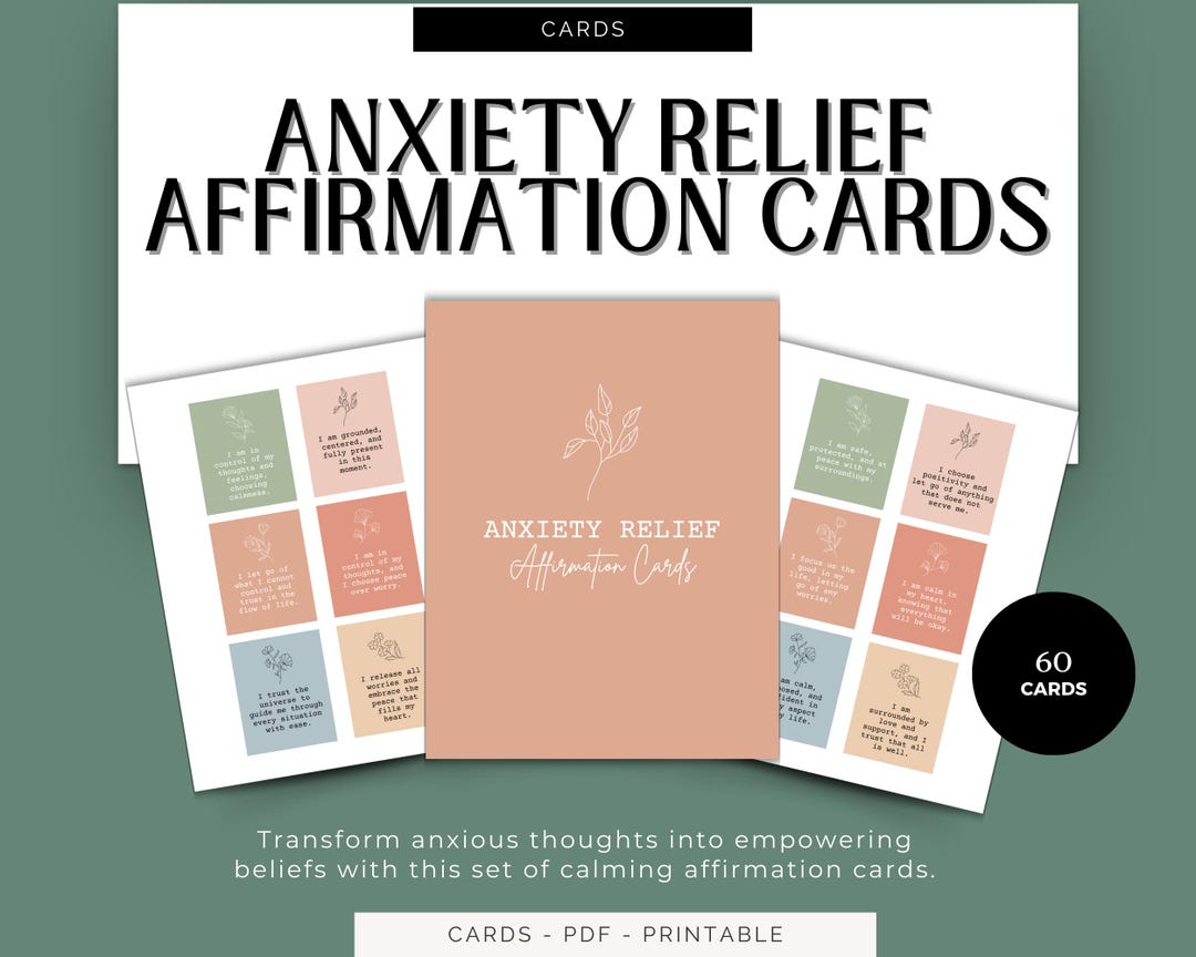Anxiety Relief Affirmation Cards, Positive Affirmations Stress ...