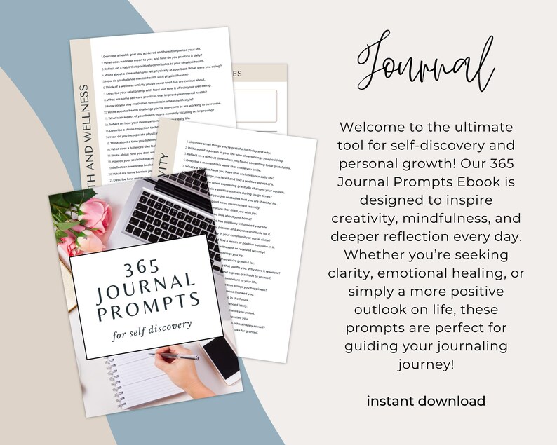 365 Journal Prompts for Self-discovery: Mindfulness & Growth (PDF) - Etsy