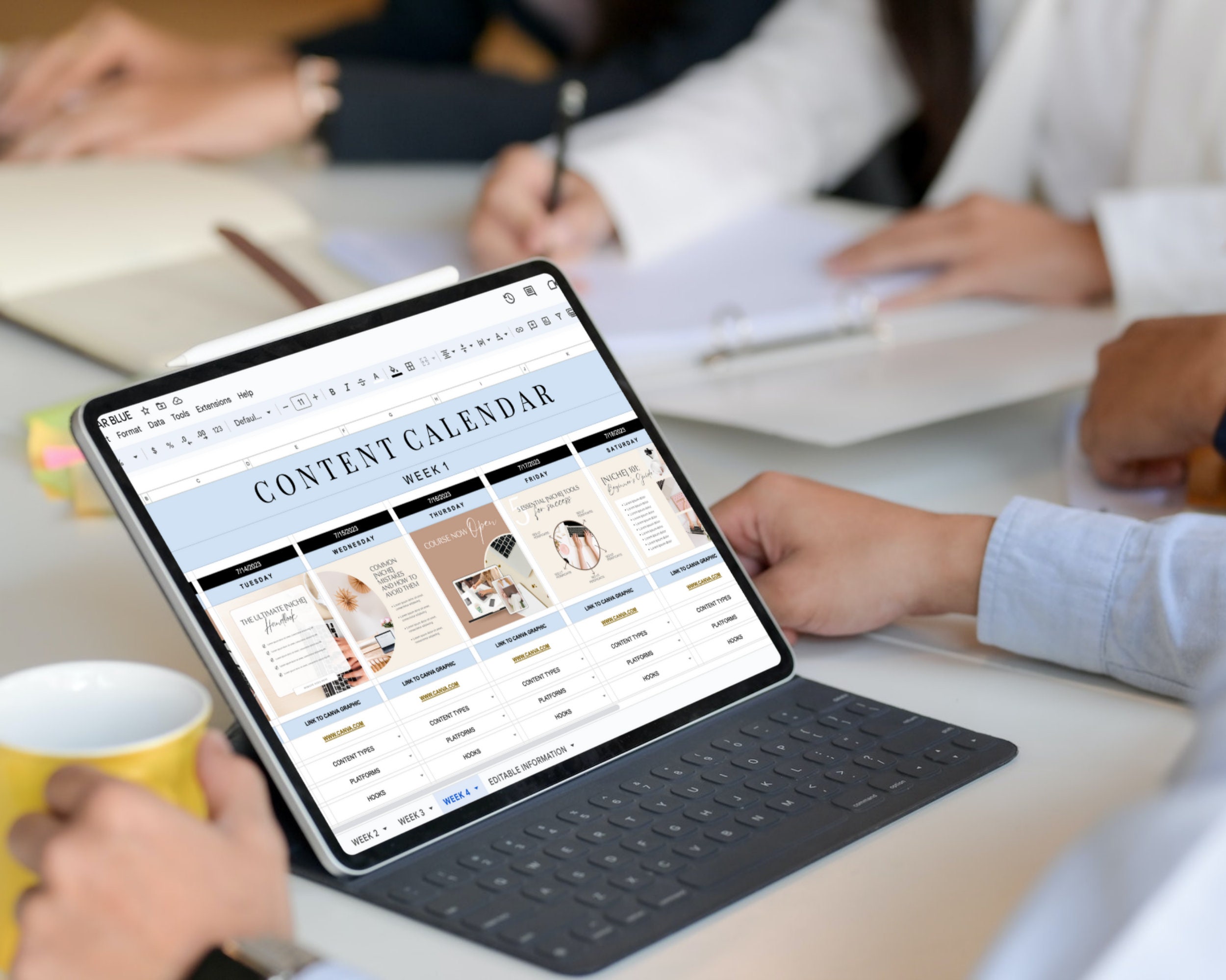 Content Calendar Google Sheets, Planner Template, Aesthetic, Social ...