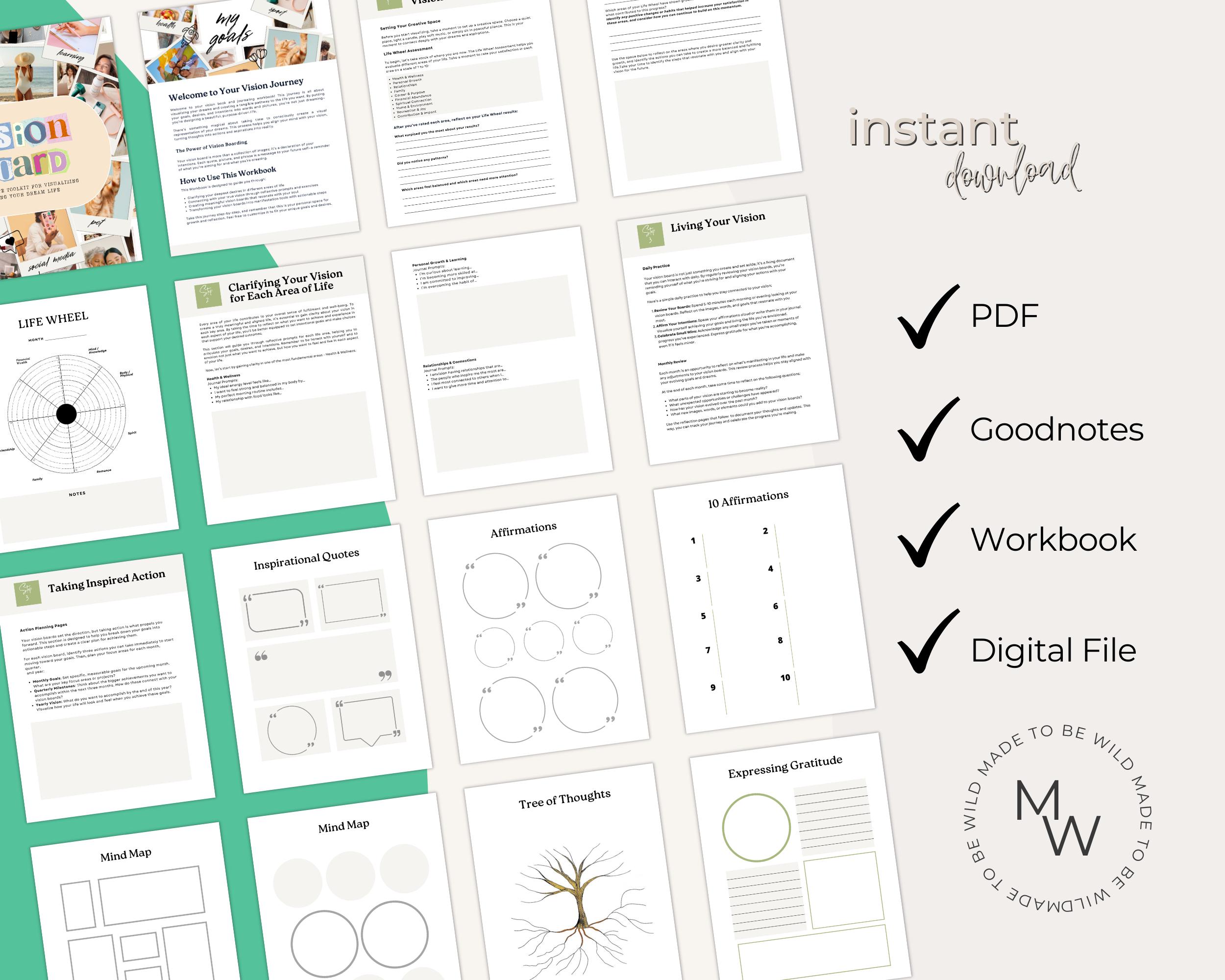 Vision Board Workbook: Goal Setting Guide, Manifestation Planner ...